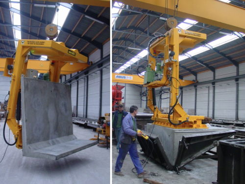 Vacuum manipulators for tilting precast concrete, such as panels ...